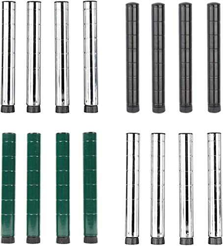 Set of 4 Wire Shelving Posts, Customize Poles Height: 8" - 86", Heavy Duty Pole (Chrome, Black Epoxy, Green Epoxy, Stainless Steel) Replacement Poles for Shelves (1")
