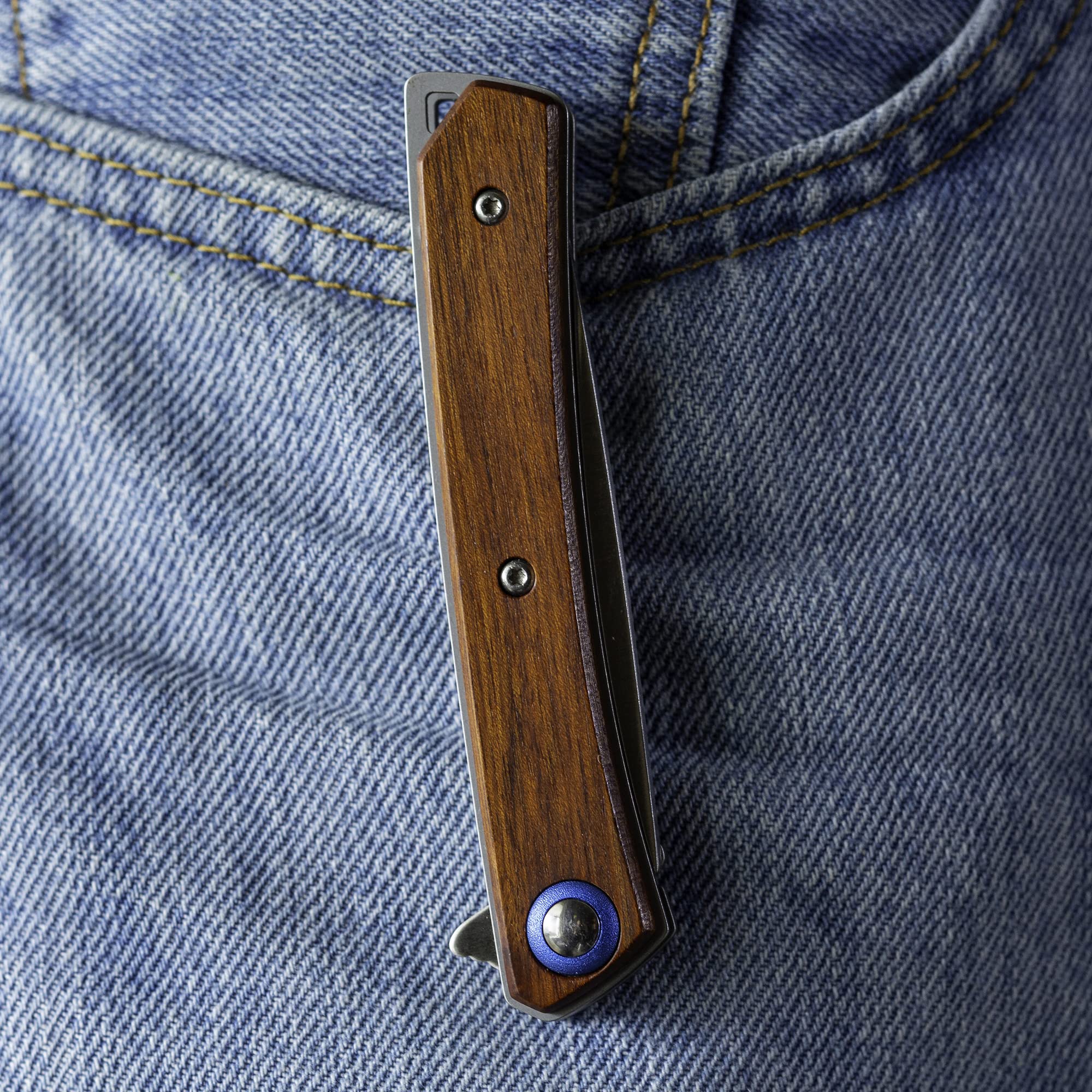 Smith's 51304 Ecesis Pocketknife – 3.00" Stainless Steel Blade – Natural Wood Handle – Slim Design – Flip Open – Pocket Clip – Everyday Carry – Gift for Men – Frame Lock Straight Edge Blade