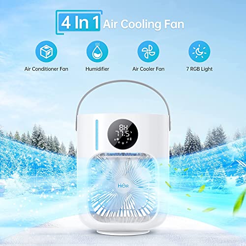 Portable Air Cooler Fan - HiAir Desktop Air Cooling Fan Evaporative Air Cooler, 3S Fast Cooling & Super Quiet, Bedroom Cooler with Large Water Capacity, Easy Use Mini Air Conditioner for Home Bedside