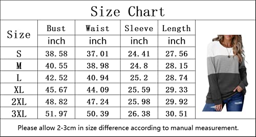 CRAZY GRID Ladies Long Sleeve Tops Pullover Color Block Casual Sweatshirts Comfy Lounge Blouse Blue Yellow Medium