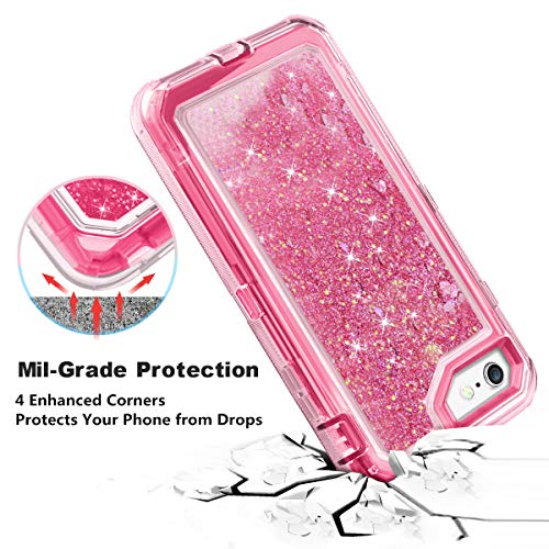 Coolden Case for iPhone SE 2020 Cases Protective Glitter Case for Women Girls Cute Bling Sparkle Heavy Duty Hard Shell Shockproof TPU Case for 4.7 Inches iPhone SE 2nd Generation 8 7, Pink