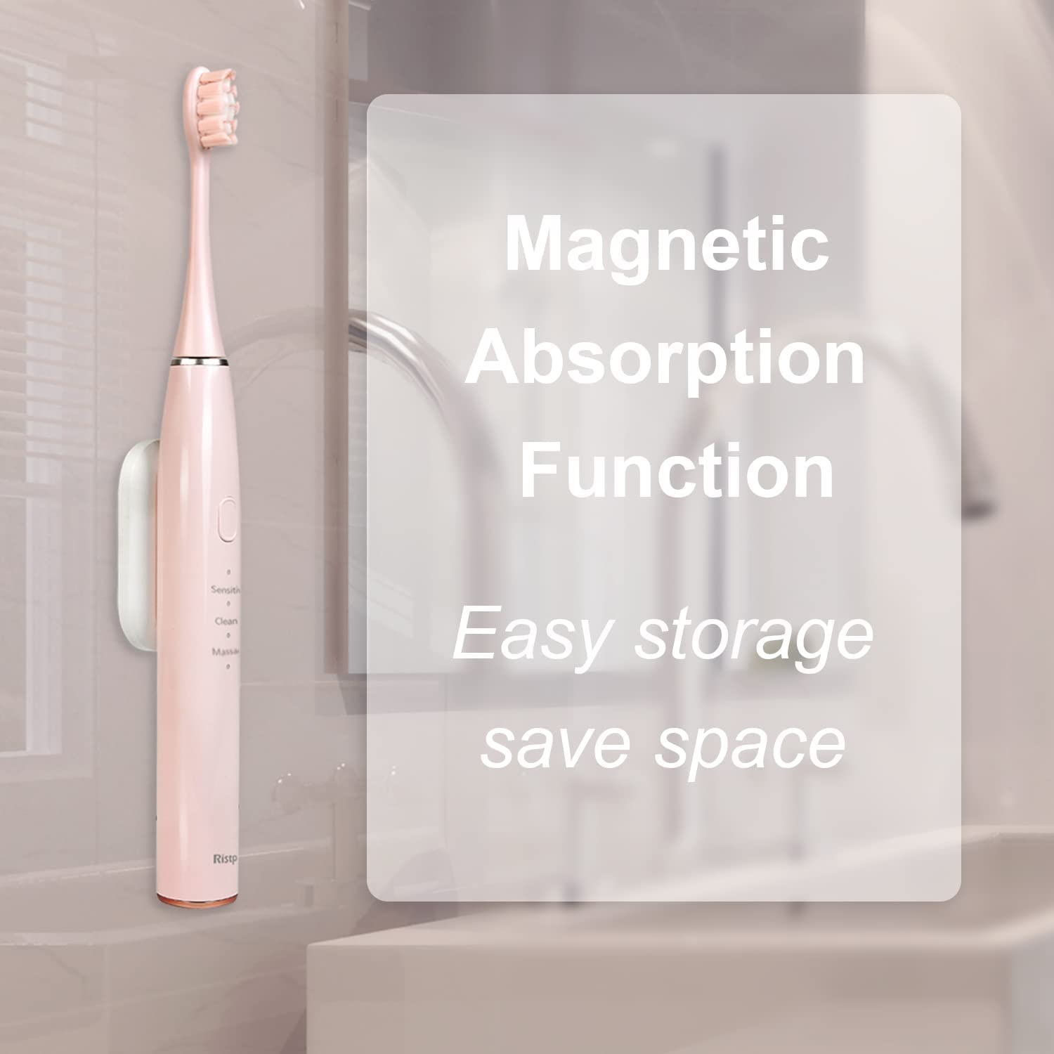 Ristpal Sonic Electric Toothbrush for Adults and Kids, with 3 Brush Heads, One Charge for 30 Days, 3 Modes and 2 Minutes Build in Smart Timer(Pink)