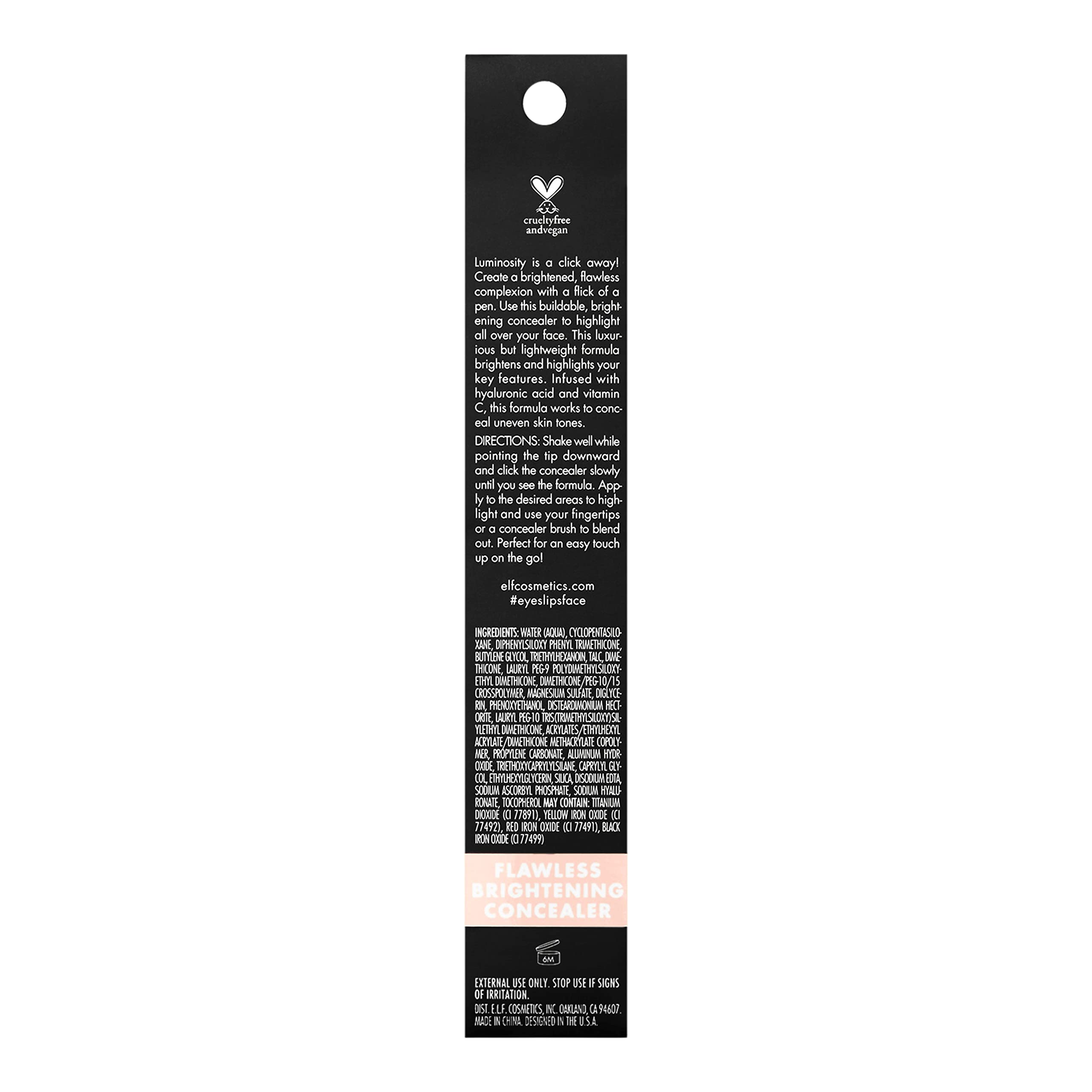 e.l.f. Flawless Brightening Concealer, Illuminating & Highlighting Face Makeup, Conceals Dark Under Eye Circles, Fair 10 C, 0.07 Fl Oz