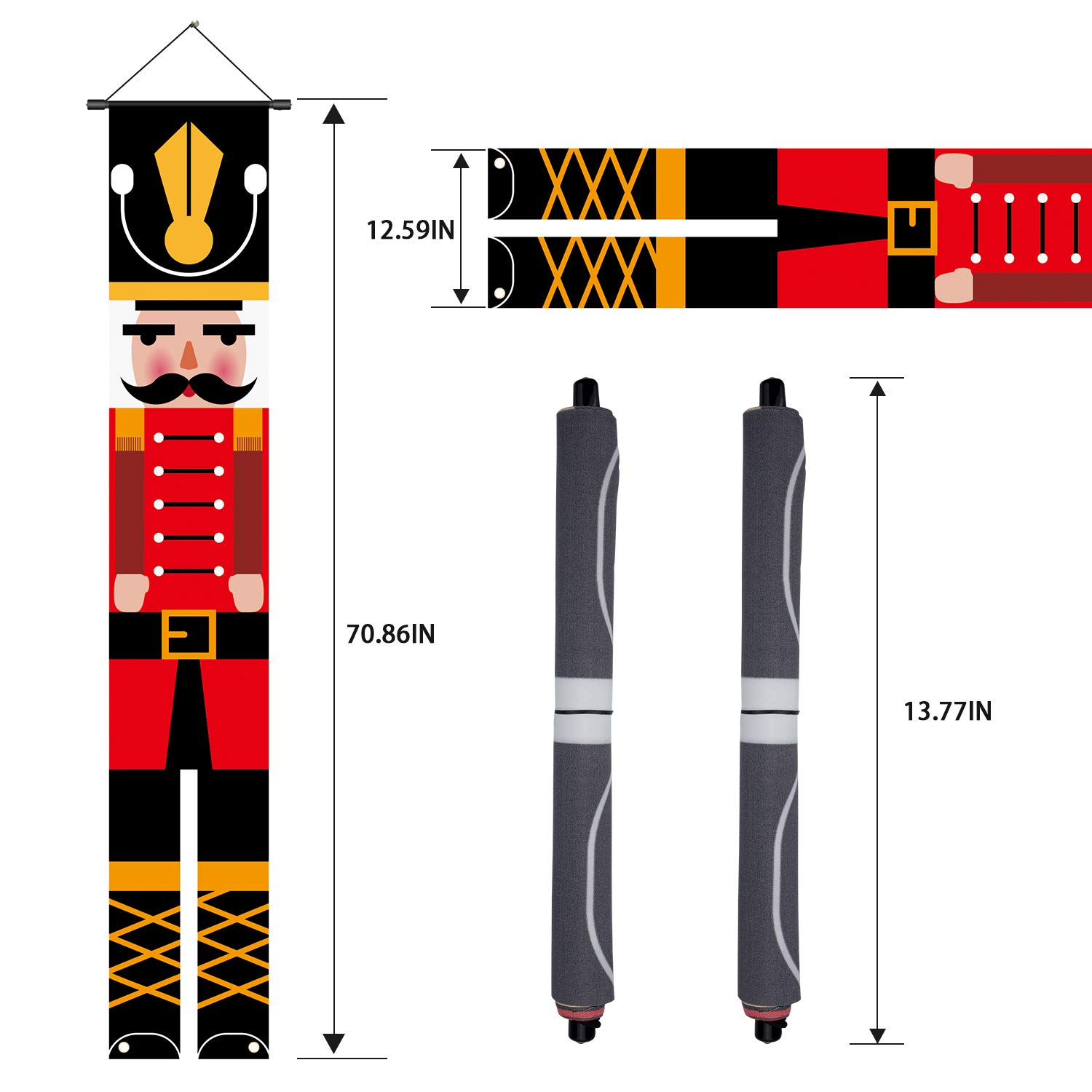 CODACE 70.8 Inch Nutcracker Christmas Decorations, Outdoor Indoor Xmas Banners Hanging Sign for Home Front Door Porch Wall