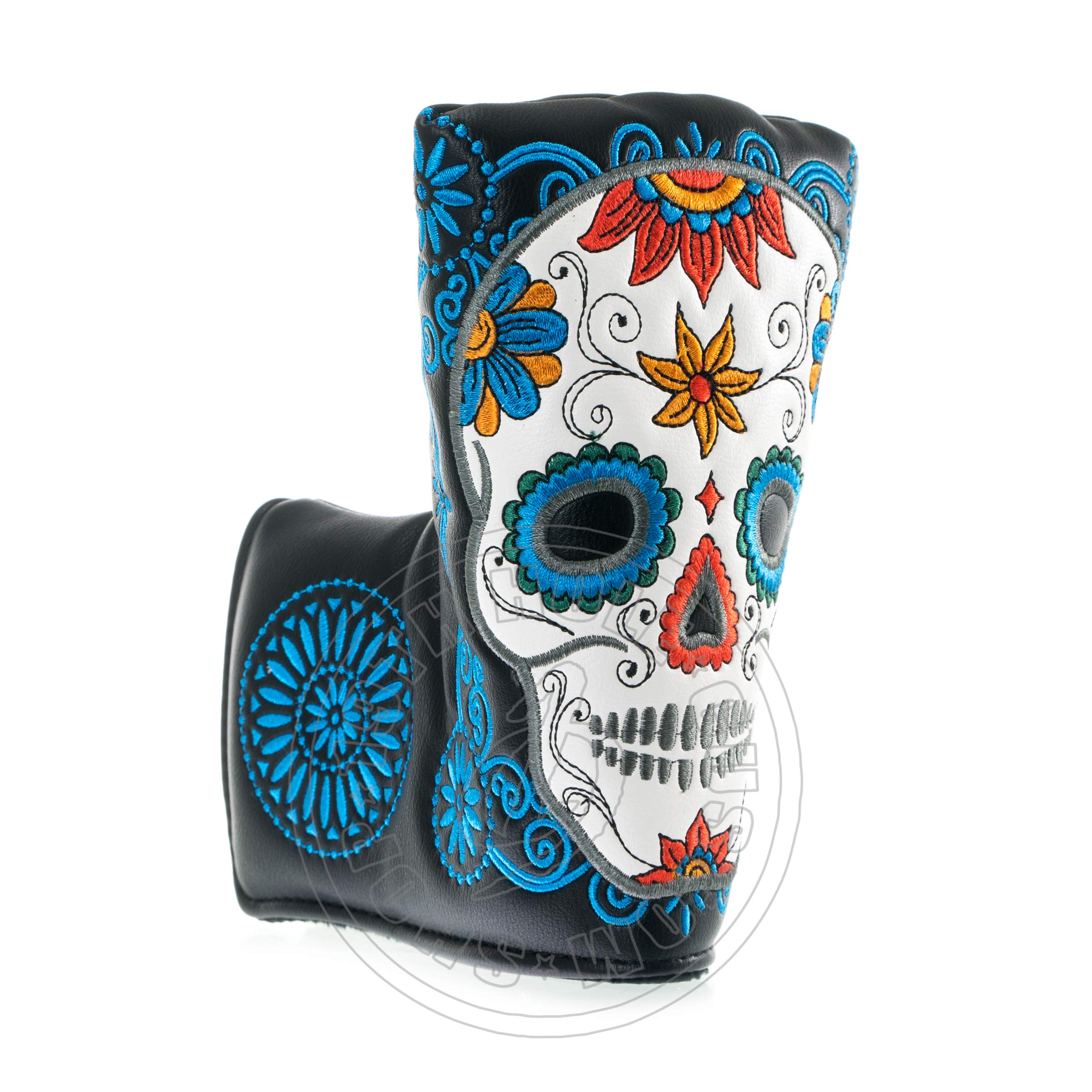 Dia de los Muertos Sugar Skull Golf Blade and Mid Mallet Putter Headcover, Black