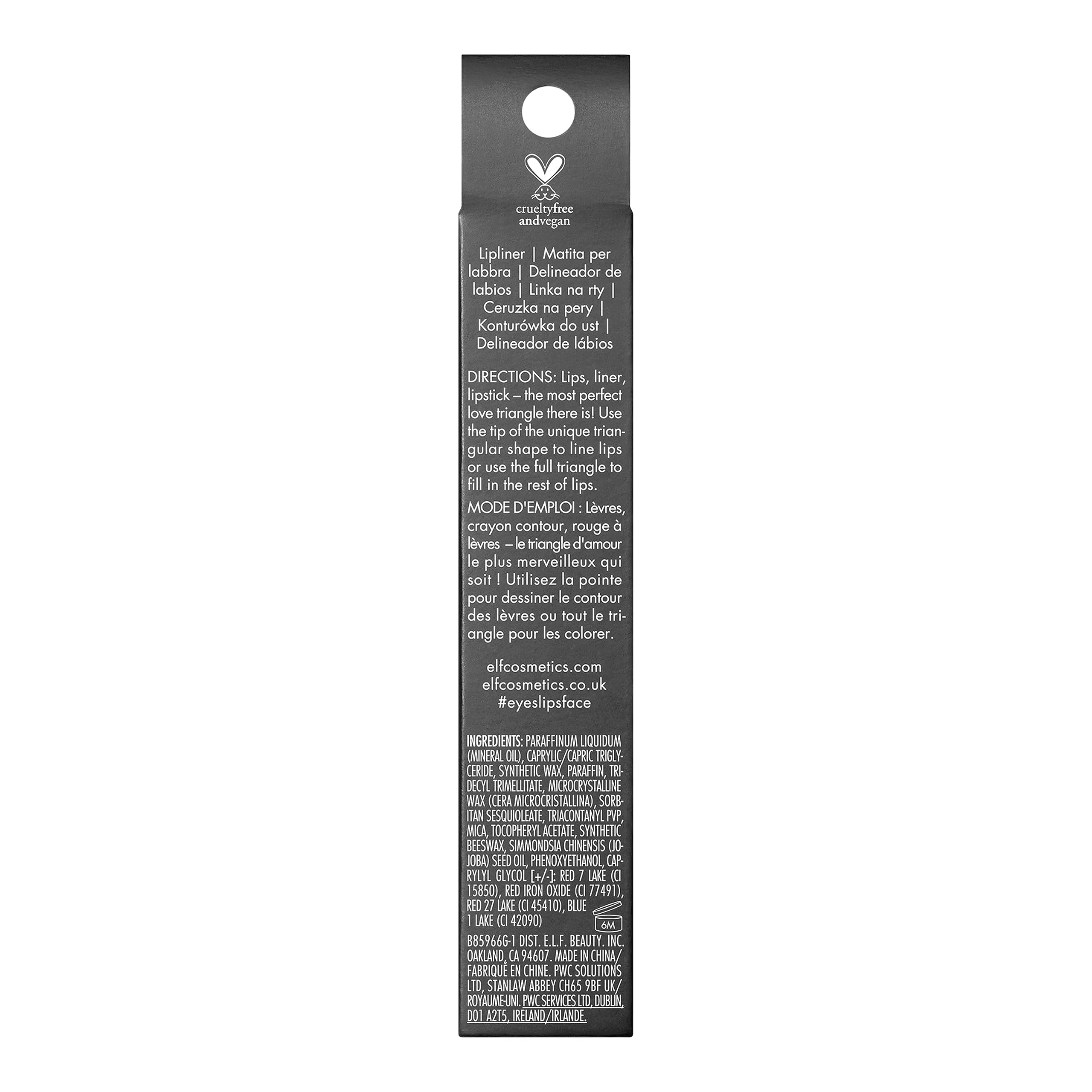 e.l.f. Love Triangle Lip Filler Liner, 2-in-1 Lip Liner Pencil For Sculpting & Filling, Long-Lasting Intense Color, Mauve