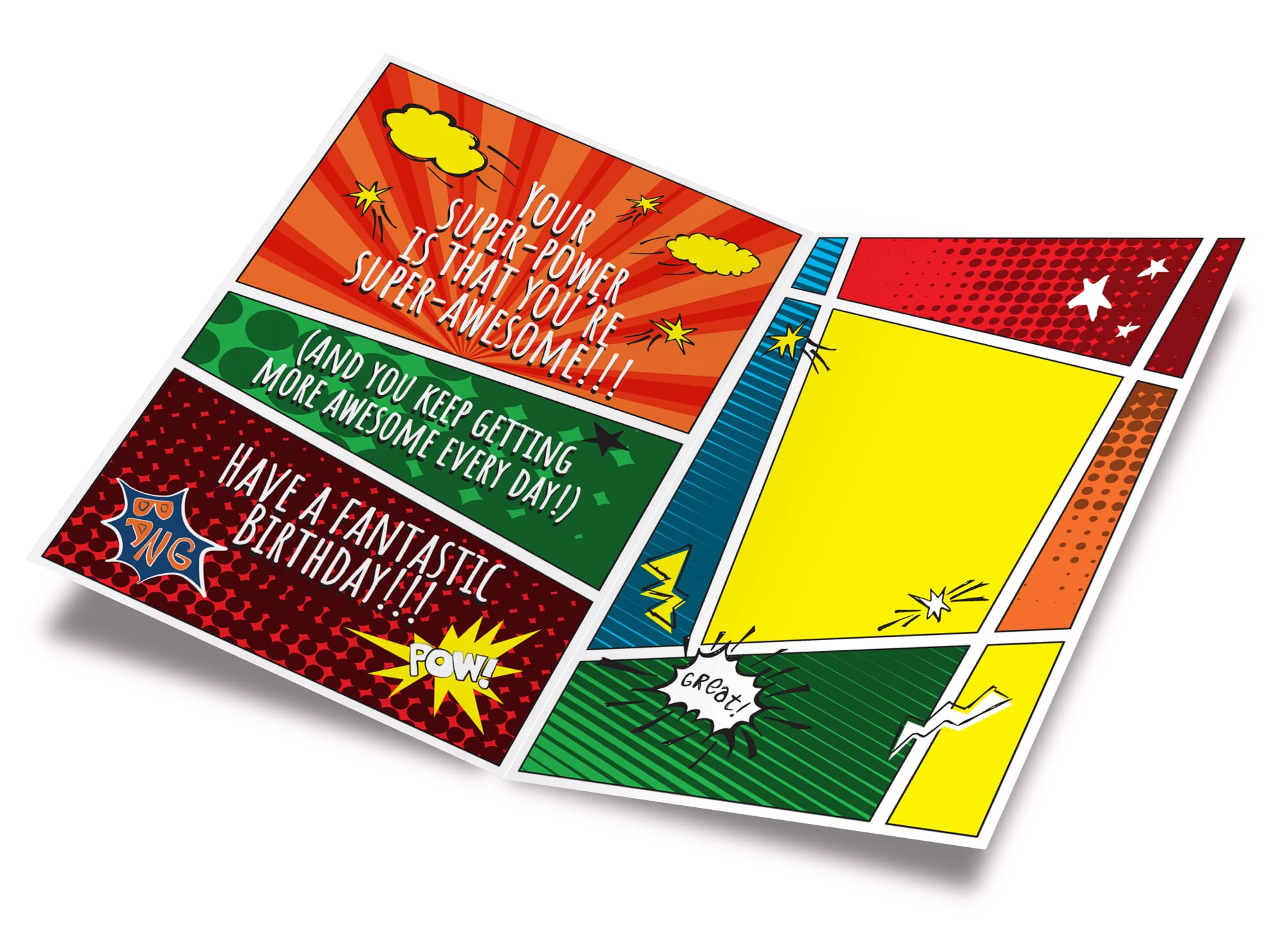Prime Greetings Birthday Card For Grandson, Made in America, Eco-Friendly, Thick Card Stock with Premium Envelope 5in x 7.75in, Packaged in Protective Mailer (Superhero)