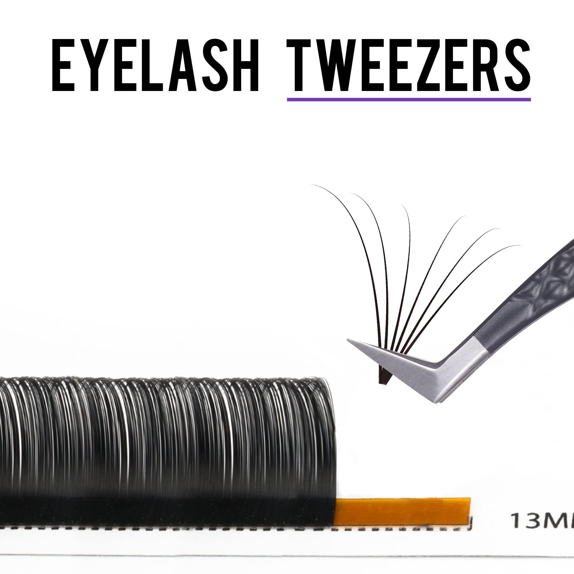 Fiber Tip Lash Tweezers For Eyelash Extension 4 Pcs Tweezers Professional Artist Tech Work Kit Tools,Best Volume Eyelash Lashes Extensions Precision Supplies Volume Boot 90 45 Degree(Black)