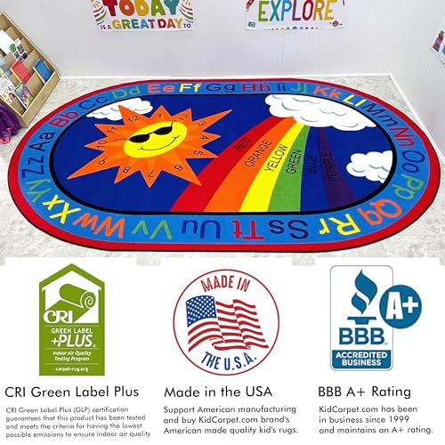 KidCarpet.com Sky's The Limit Classroom Rug 7'6" x 12' Oval Kid Educational Learning Rug for School Classroom, Kids Play Rug for Learning Numbers, Colors & Alphabets Area Rug for Kids