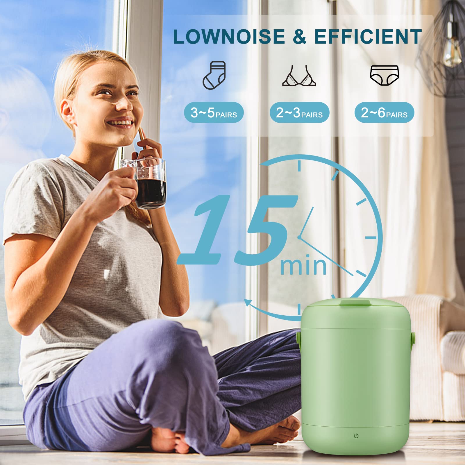 Portable Clothes Washing Machines,Portable Mini Washer Machine with Ozone/Blue Light Deep Clean & Smart Timer Control for Home/Travelling/Apartment Dorm/Specialize in Socks & Tiny Things(Blue)