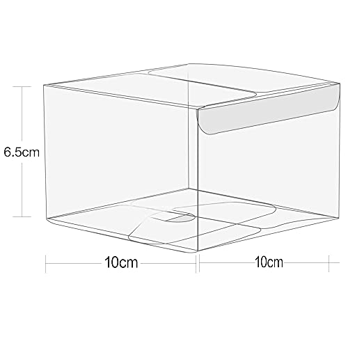 Oomcu 40 Pack Clear PET Plastic Boxes,Transparent Favor Candy Bakery Mini Cake Cookie Donut Dessert Macaron Pastry Gift Packaging Box Container for Wedding Baby Shower Birthday Party(4" x 4" x 2.5")