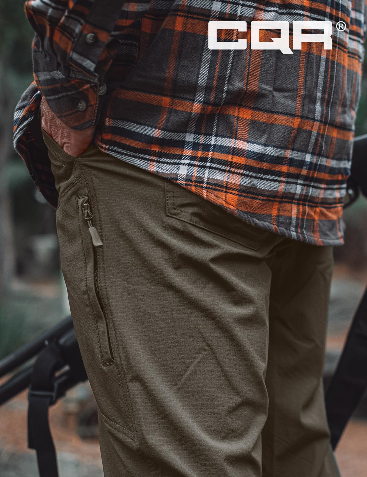 CQR CLSL Men's Vent Stretch Pants, Cool Dry Lightweight Casual Cargo Pants, Water Resistant Straight-Fit Utility Work Pants, Shenandoah Sand khaki, 36W x 32L
