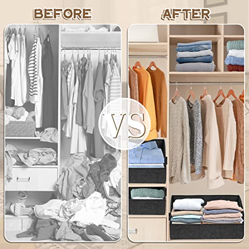 Msoesticc.dl 2Pcs Foldable Trapezoid Closet Storage Bins with Handle, Large Capacity Closet Organizer Storage Basket, Felt Clothes Bins Storage for Closet Shelves Wardrobe Cabinet 16.5 x 11 x 7.6Inch