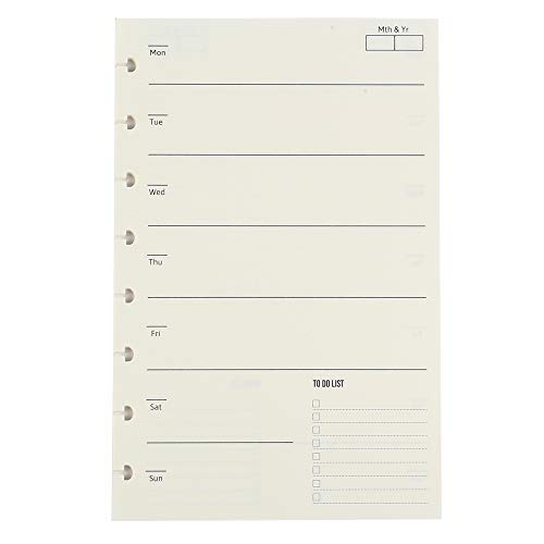Eagle Discbound Refill Paper, Inner Core, Planner Refills, Paper for Junior Size Discbound Notebooks, Arc Notebooks, 8-Hole Punched, 30 Sheets, 8.5"x5.5" (Weekly Planner)
