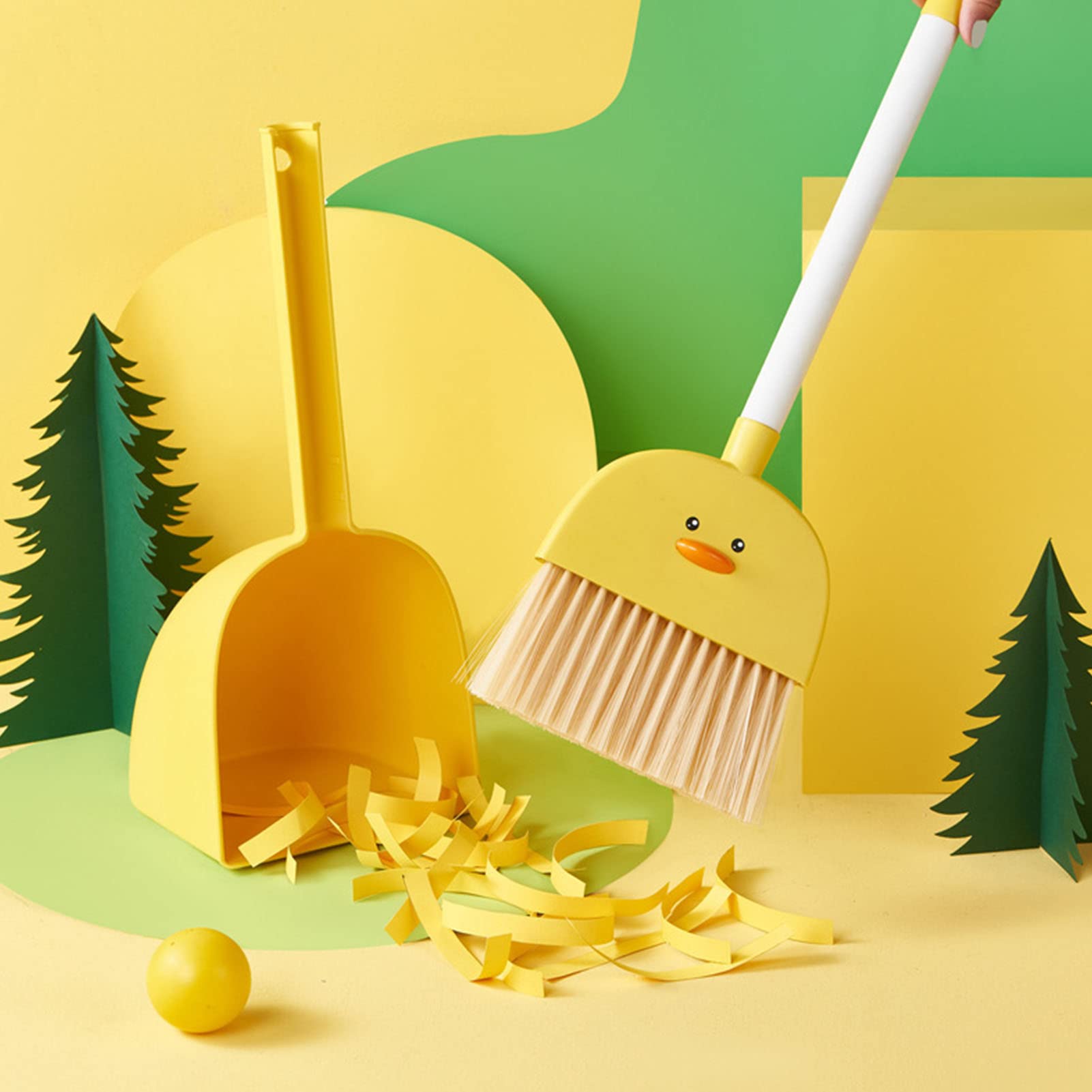 Kids Cute Cartoon Mini Broom Dustpan Set Children Home Sweep Toys PP PET Material