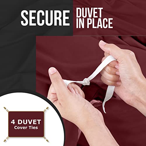Utopia Bedding Duvet Cover King Size Set - 1 Duvet Cover with 2 Pillow Shams - 3 Pieces Comforter Cover with Zipper Closure - Ultra Soft Brushed Microfiber, 104 X 90 Inches (King, Burgundy)