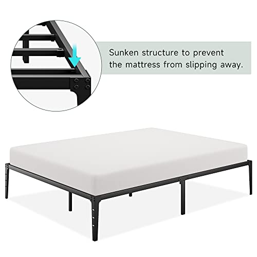 IDEALHOUSE 14 Inch Full Metal Platform Bed Frame Heavy Duty Steel Slat No Box Spring Needed, Easy Assembly, Noise Free, Black (Full)