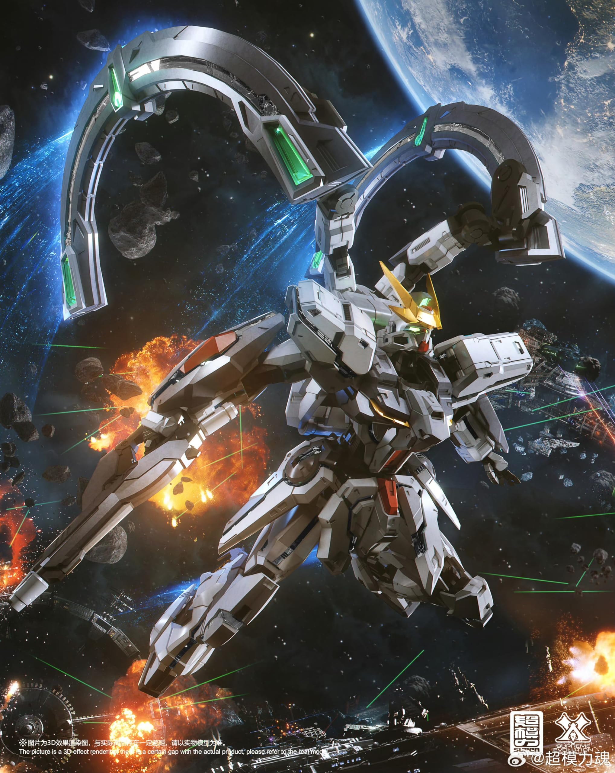 Funtasy Planet Action Figures 1/100 Scale Model Kits for Adults Eternal Star-Glory Assembly Model Mecha Model Kit Articulated Figures Assembled Mode, White, CMLH-01