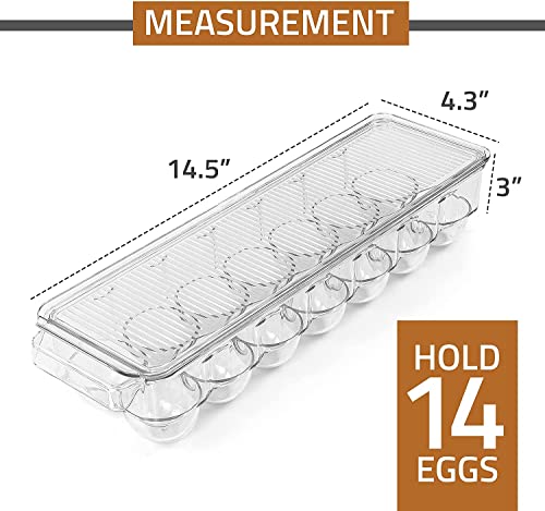 Utopia Home (Pack of 8 Pantry Organizers and Egg Trays β Pack of 6 Medium Organizers for Refrigerator, Kitchen & Storage Racks β Pack of 2 Egg Trays With Lid & Handle β Clear Plastic Holders