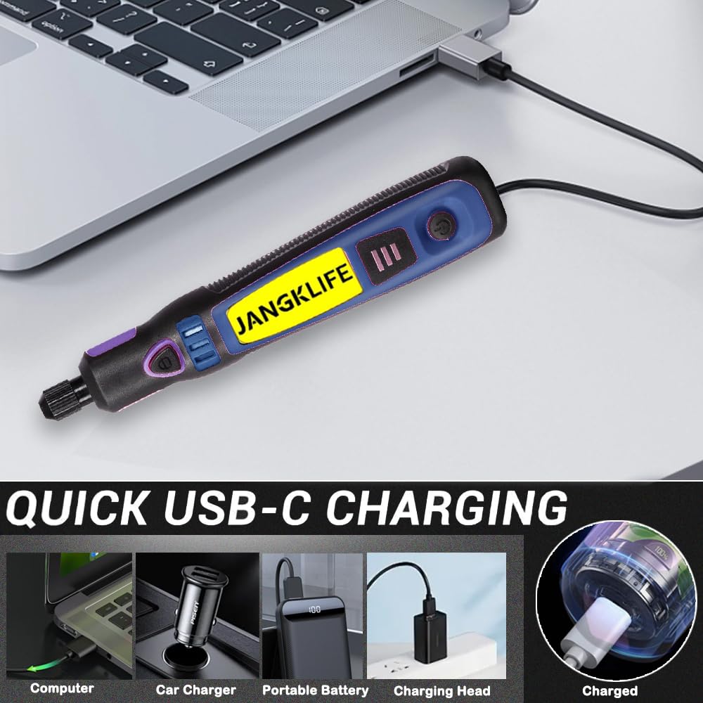 JANGKLIFE Cordless Rotary Tool Kit 3.6V, Comes with 41 Accessories, USB Charging Cord, 3-Speed Adjustable for Drilling, Cutting, Sanding, Engraving, Polishing and DIY Crafts