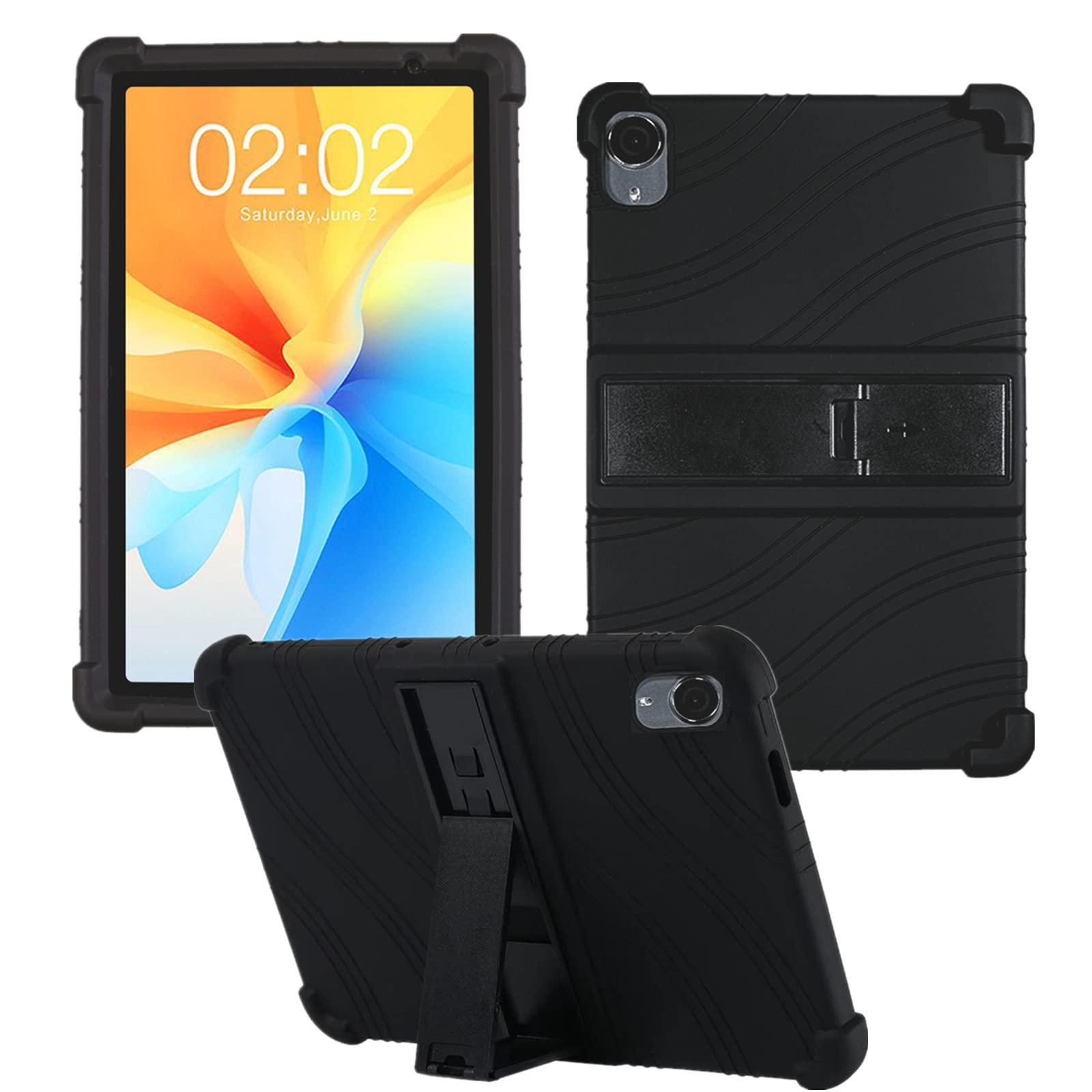 HminSen Case for TECLAST P25T, Kids Friendly Soft Silicone Adjustable Stand Cover Only for TECLAST P25T Tablet 10 inch (Black)