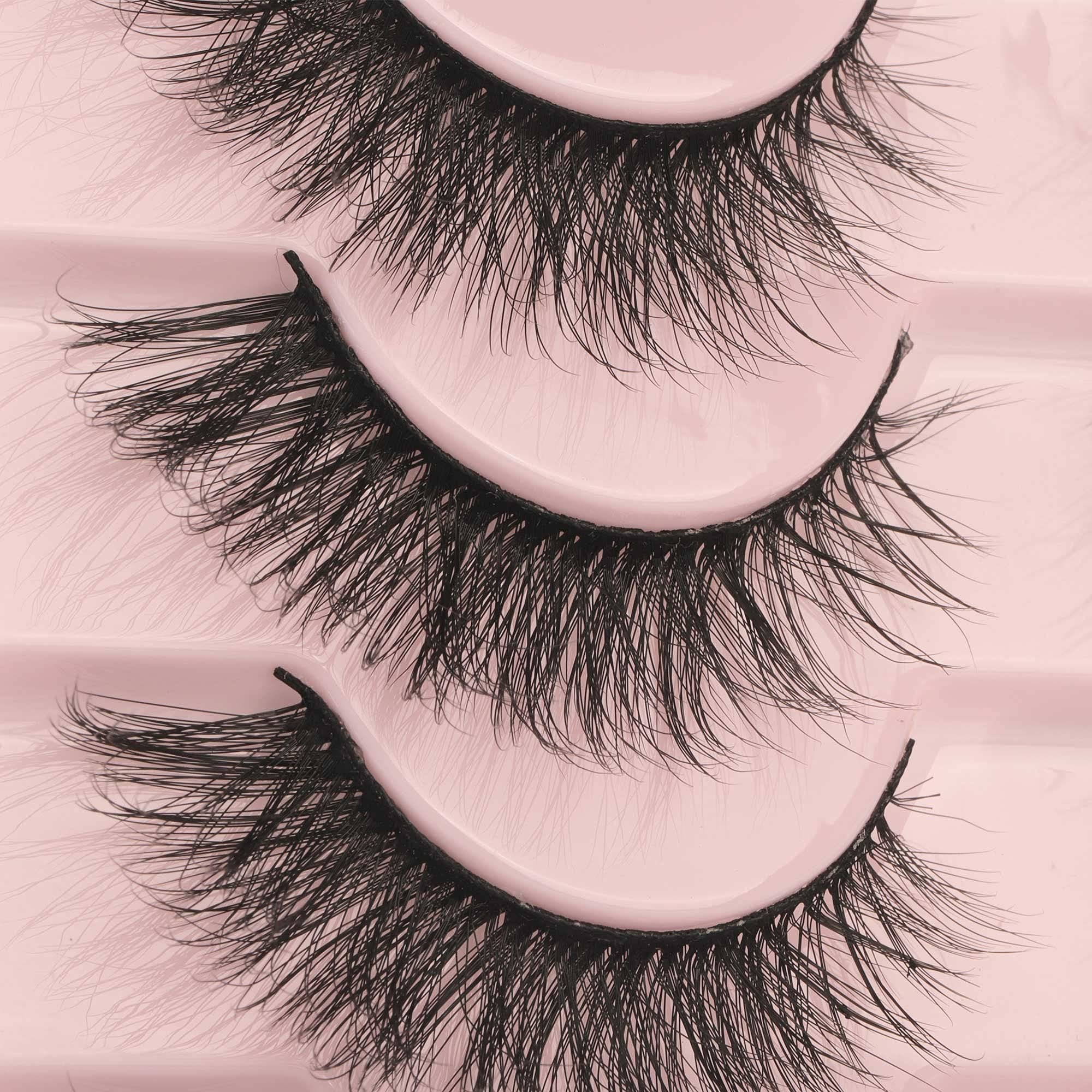 False Eyelashes Mink Lashes Natural Wispy Cat Eye Lashes Fluffy Eyelashes Pack 3D Strip Short Volume Fake Eyelashes 10 Pairs by Geeneiya