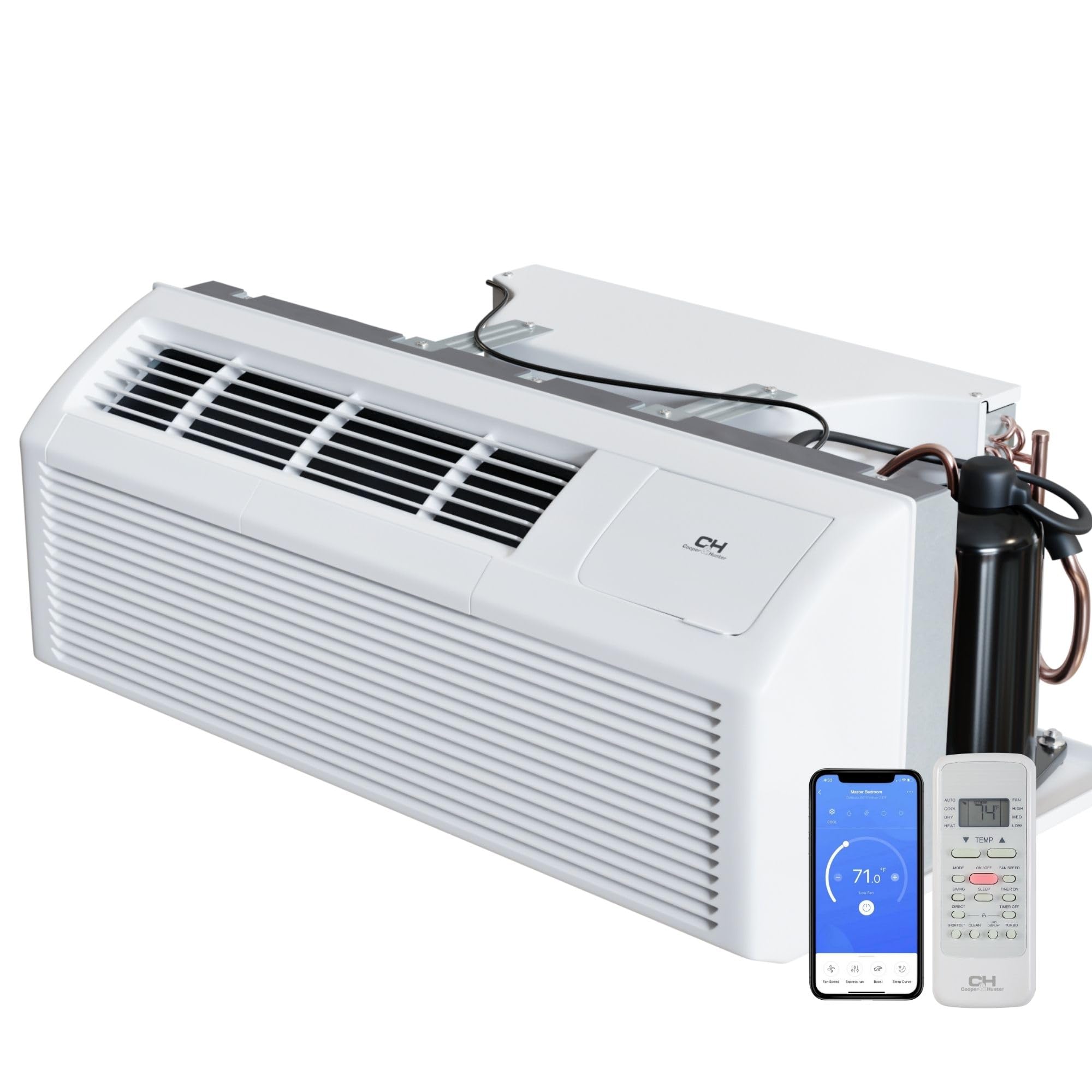 Cooper&Hunter 12,000 BTU PTAC Packaged Terminal Air Conditioner with Heat Pump (R32 Refrigerant) and 3.5 kW Electric Heater Including Wireless Smart Kit, Remote Controller, and a Power Cord
