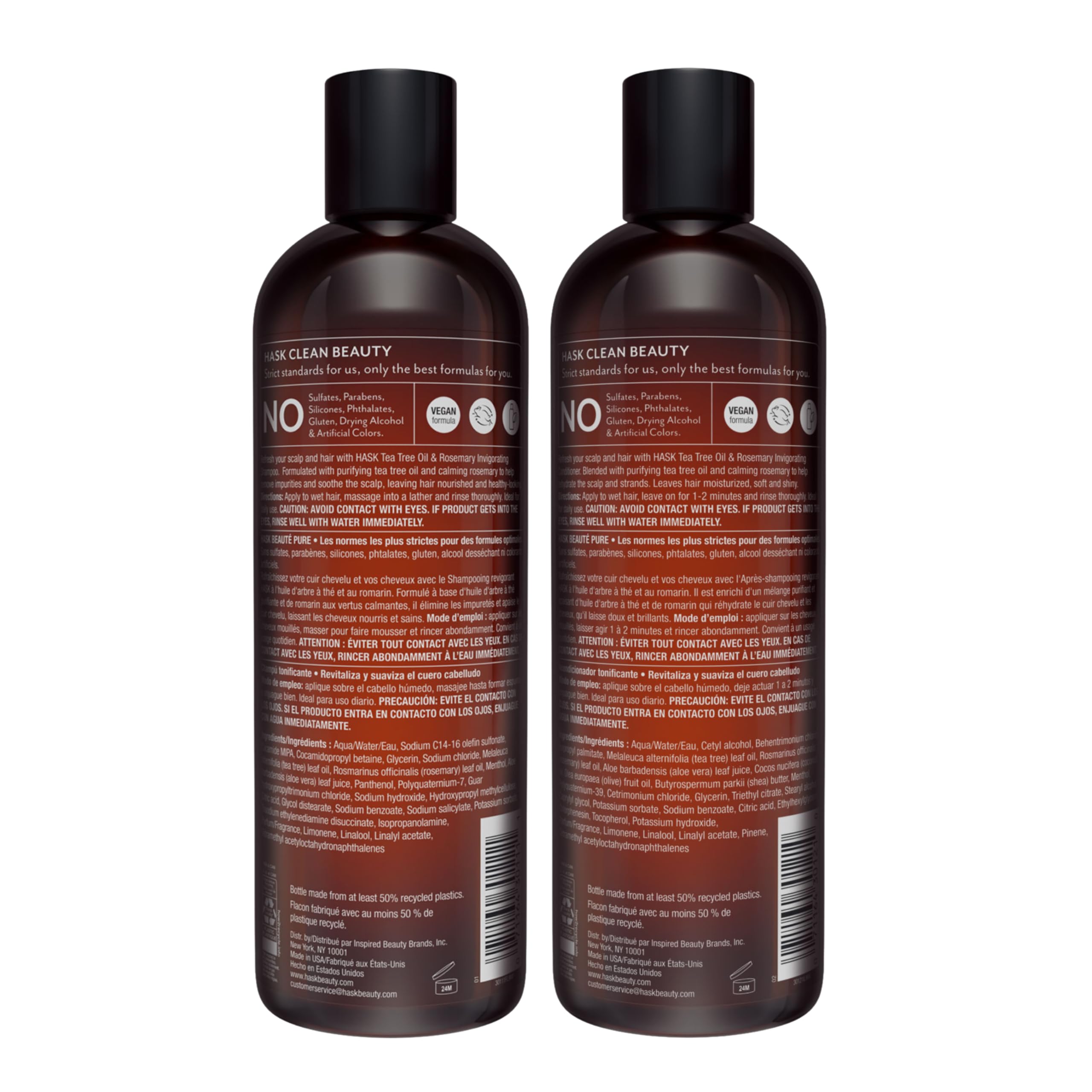 HASK Tea Tree Back to School Pack: Tea Tree Oil & Rosemary Shampoo and Conditioners and a 2-pack of 5-in-1 Leave In Conditioner Sprays