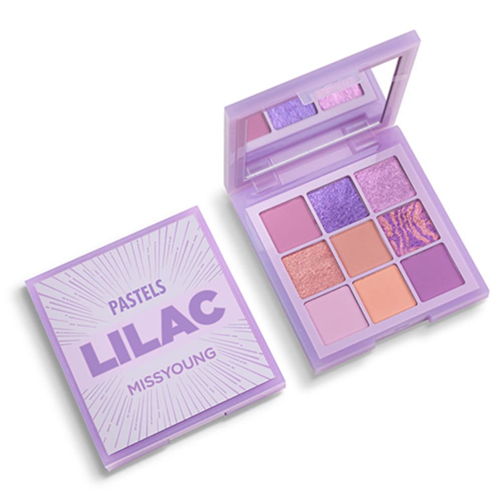 Go Ho Bronzer Purple Eyeshadow Palette,9 Colors Matte & Shimmer Eye Makeup Palette,Waterproof Cool Daily Shades Eyeshadow Palette with Prism Mirror