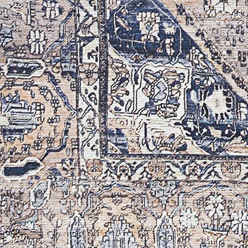 Nourison Brilliance Machine Washable Traditional Vintage Ivory Blue 2' x 4' Area-Rug-Easy-clean, Non Shedding, Bed Room, Living Room, Dining Room, Kitchen (2x4)