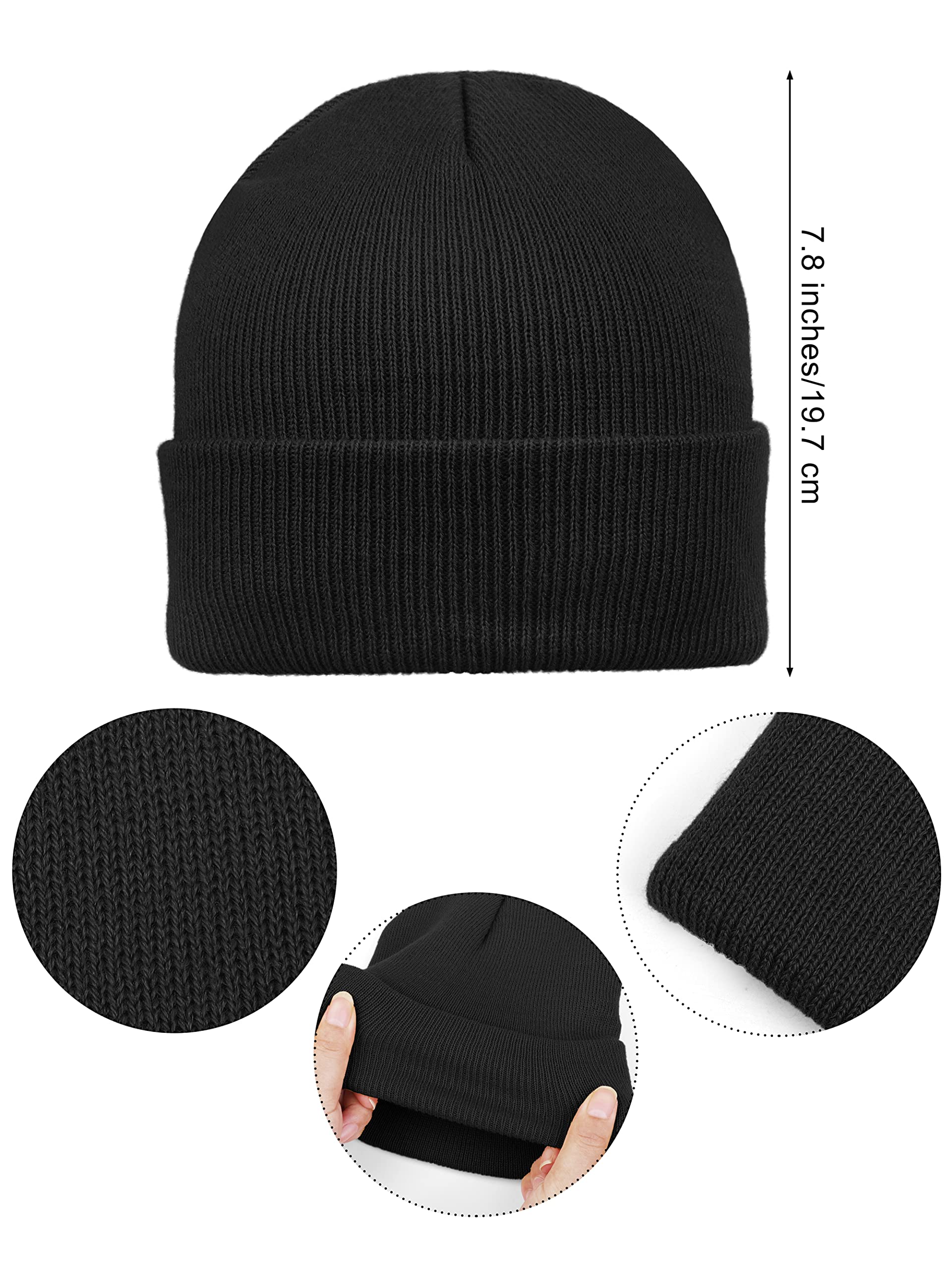 Cooraby 8 Pack Winter Knitted Cuff Beanies Magic Gloves Set Acrylic Warm Skull Cap Cuff Hat Classic Gloves for Men or Women