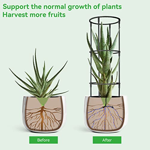 Growneer Plant Stake, 12 Pcs Plant Support Stakes, Stackable Flower Support Stake for Garden, Tomato Plant Support with 20m Twist Tie, Plant Holder for Indoor and Outdoor, Easy to Assemble
