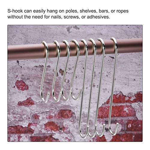uxcell S Hanging Hooks, 12inch/300mm Extra Long Steel Hanger, Indoor Outdoor Uses for Garden, Bathroom, Closet, Workshop, Kitchen, Silver Tone, 2Pcs