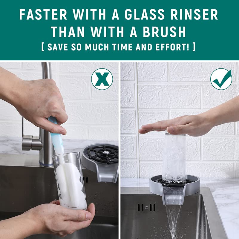 Glass Rinser for Kitchen Sink Glass Cup Washer Cleaner Kitchen Sinks,Cup Baby Bottles Washer Cleaner,Kitchen Sink Accessories,Wet Bar Glass Rinser