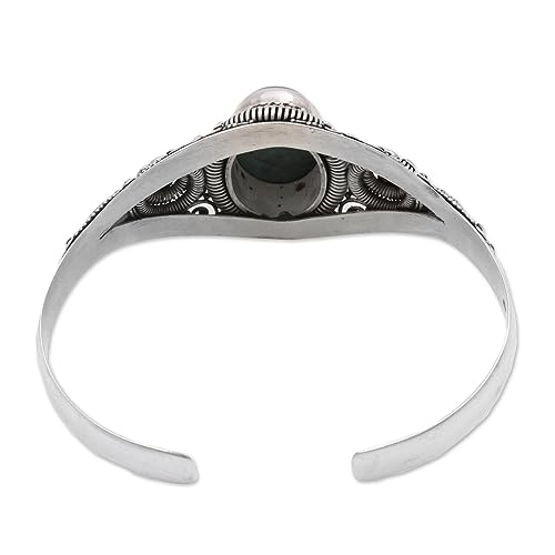 NOVICA Handmade Turquoise Cuff Bracelet Natural on 925 .925 Sterling Silver Tone Blue Indonesia Island Paradise Gemstone 'Balinese Magic'
