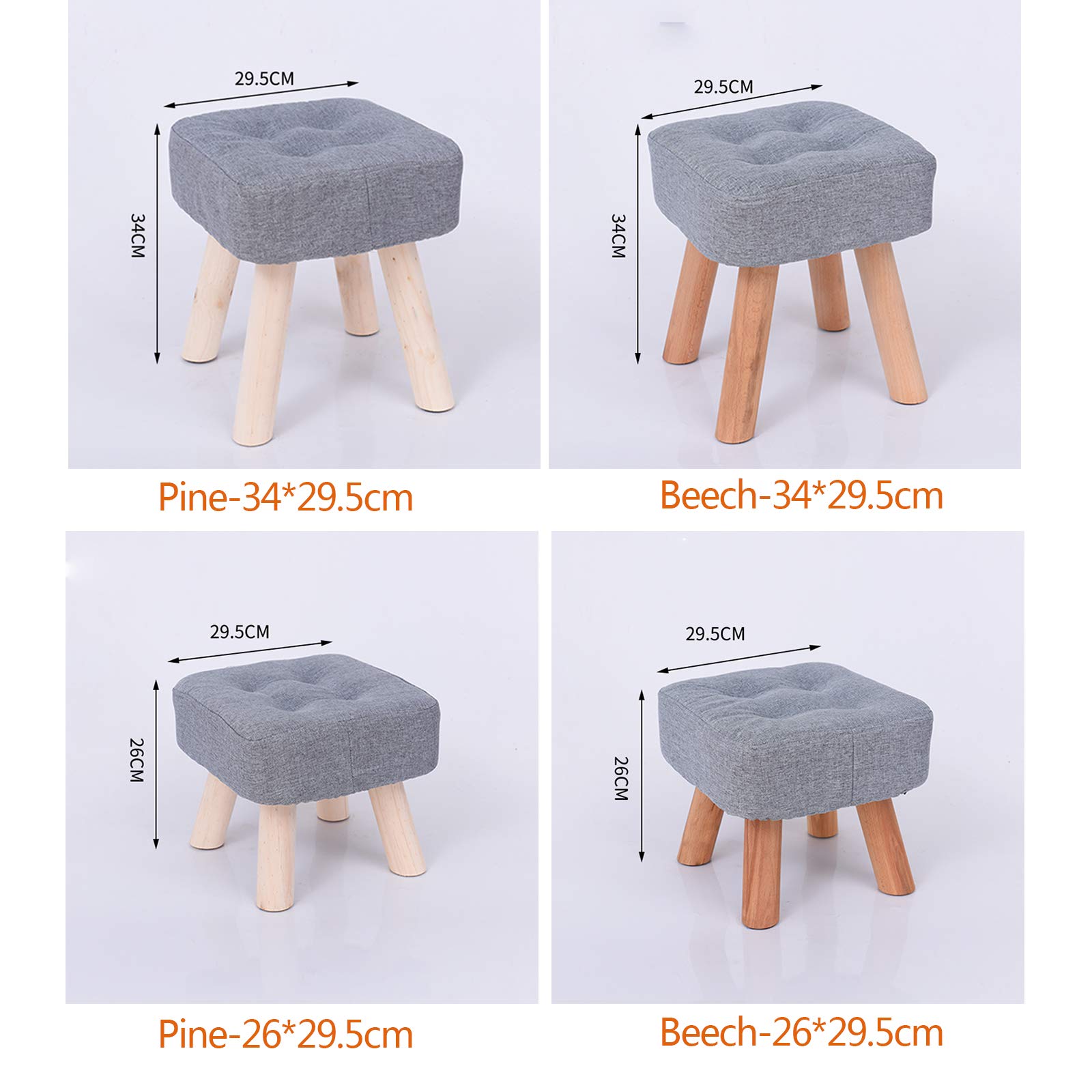 Solid Wood Small Stool Fashion Household Adult Sitting Pier Living Room Sofa Stool Low Stool Creative Fabric Small Bench Small Chair