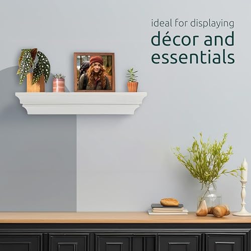 Kiera Grace Madison Classic Crown Molding Floating Wall Shelves, Robust Engineered Wood, Easy Assembly, Ideal for Home Decor, 16", Black, Set of 3