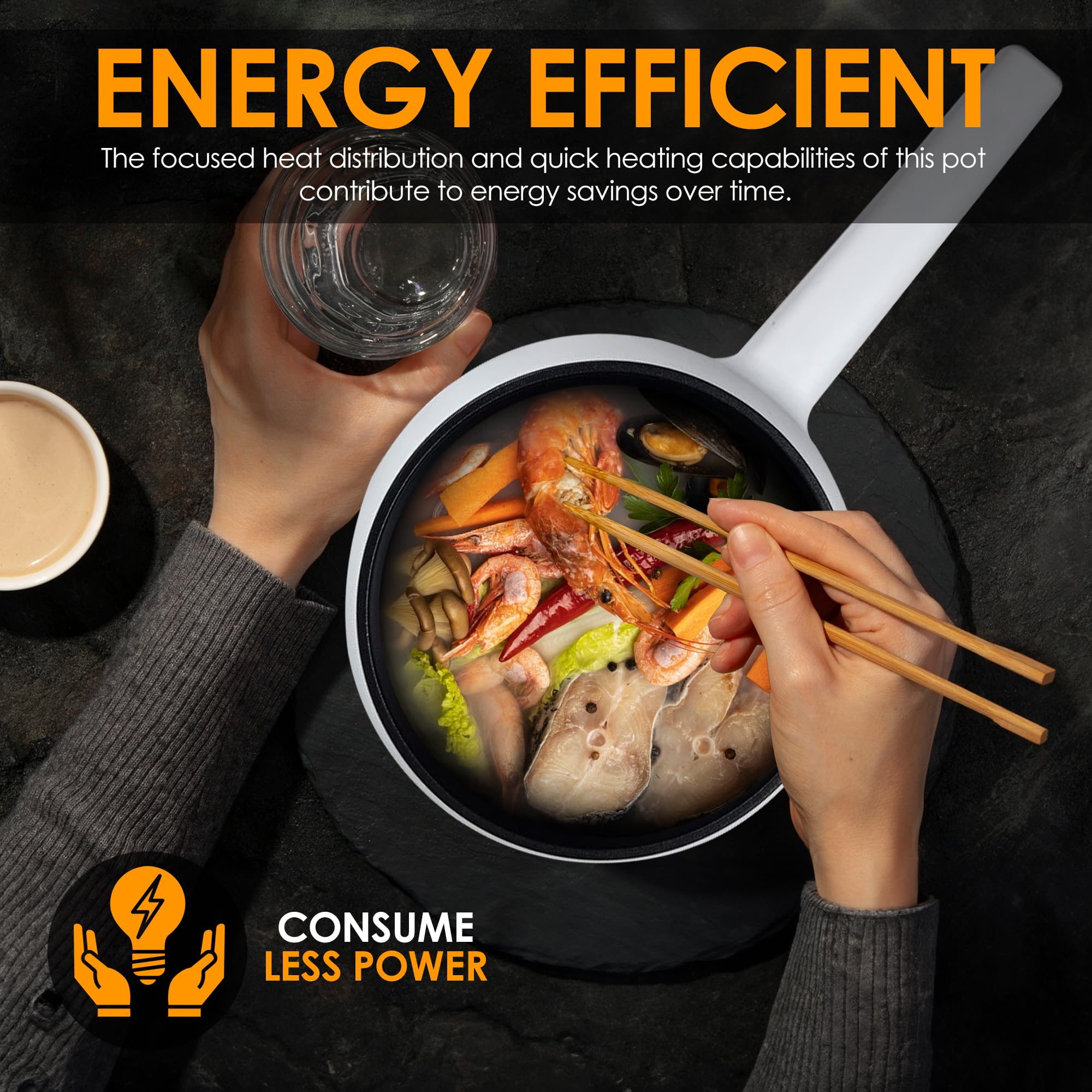 Mini Electric Hot Pot for Cooking: Portable Ramen Cooker: 1.2L Multi-Functional Self Heating Pot, Non-Stick Electric Pot for Pasta, Noodles, Soup, Egg, Portable Cooking Pot, Lazy Pot