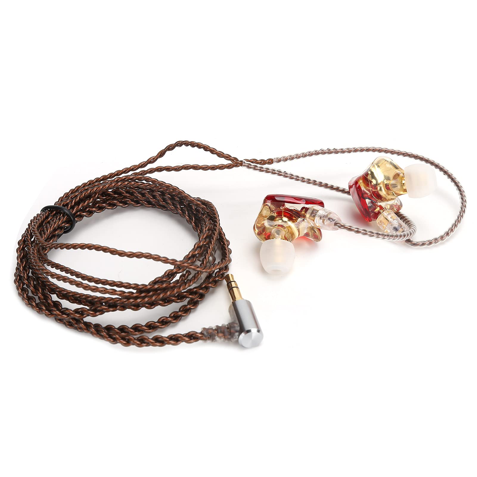TQKLSM Wired Headset in-Ear Headset Resin Dynamic Earbuds HiFi Monitor Earbuds Wired Headset E-Sports DIY Gaming Earphone(Red)