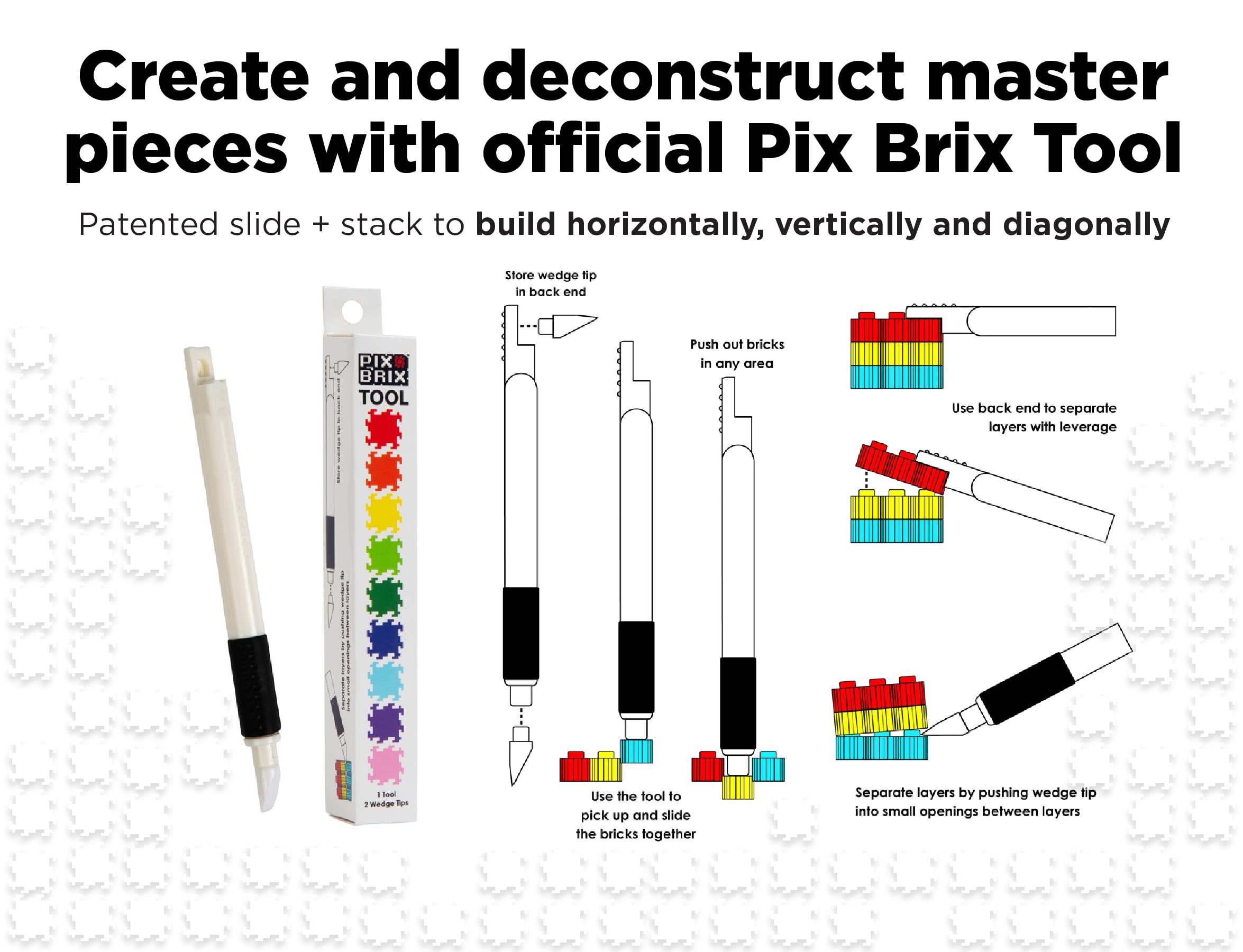 Pix Brix Pixel Art Puzzle Bricks – 6,000 Piece Pixel Art Container, 12 Color Light Palette – Interlocking Building Bricks, Create 2D and 3D Builds Without Water or Glue – Stem Toys, Ages 6 Plus