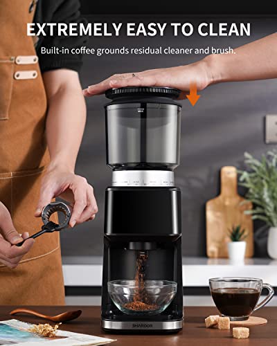 SHARDOR Conical Burr Coffee Grinder Electric for Espresso with Precision Electronic Timer, Touchscreen Adjustable Coffee Bean Grinder with 51 Precise Settings, Brushed Stainless Steel