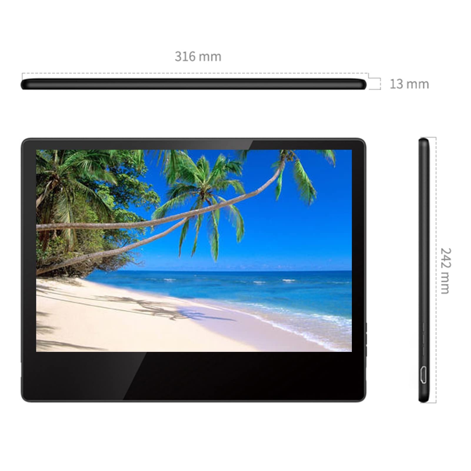 Frogued S3 Portable Monitor 1080P HD-Compatible Dual Speakers Ultra-Thin 13.3 Inch HDMI-Compatible/USB/DC Gaming Display Screen for Computer