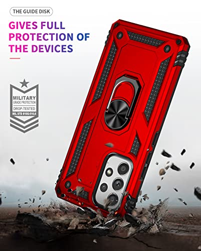 SunRemex Galaxy A53 5G Case [Military Grade] with Tempered Glass Protector & Kickstand - Red