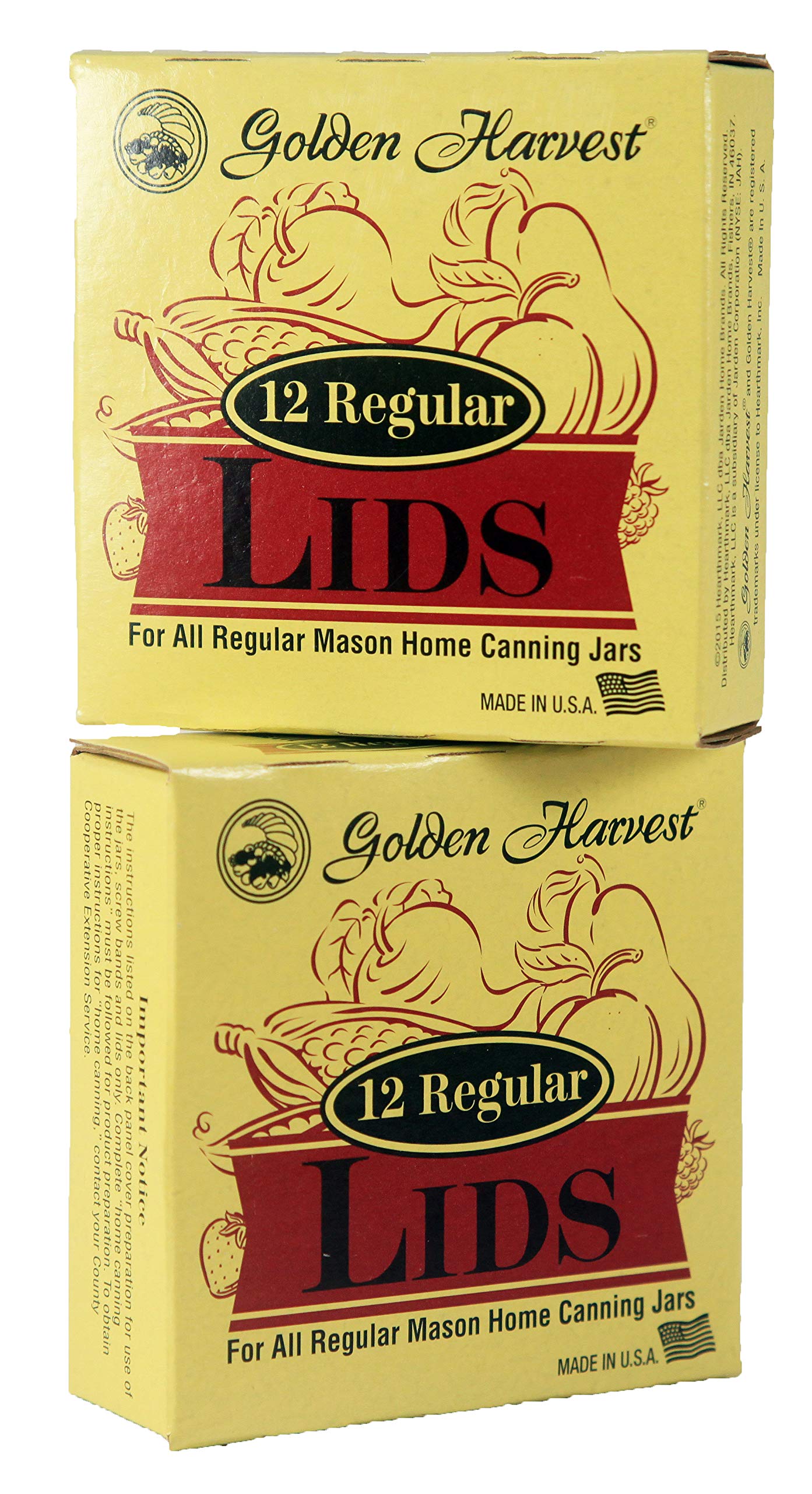 Golden Harvest Regular Canning Lids 2 Packs of 12 (24 Total Lids)