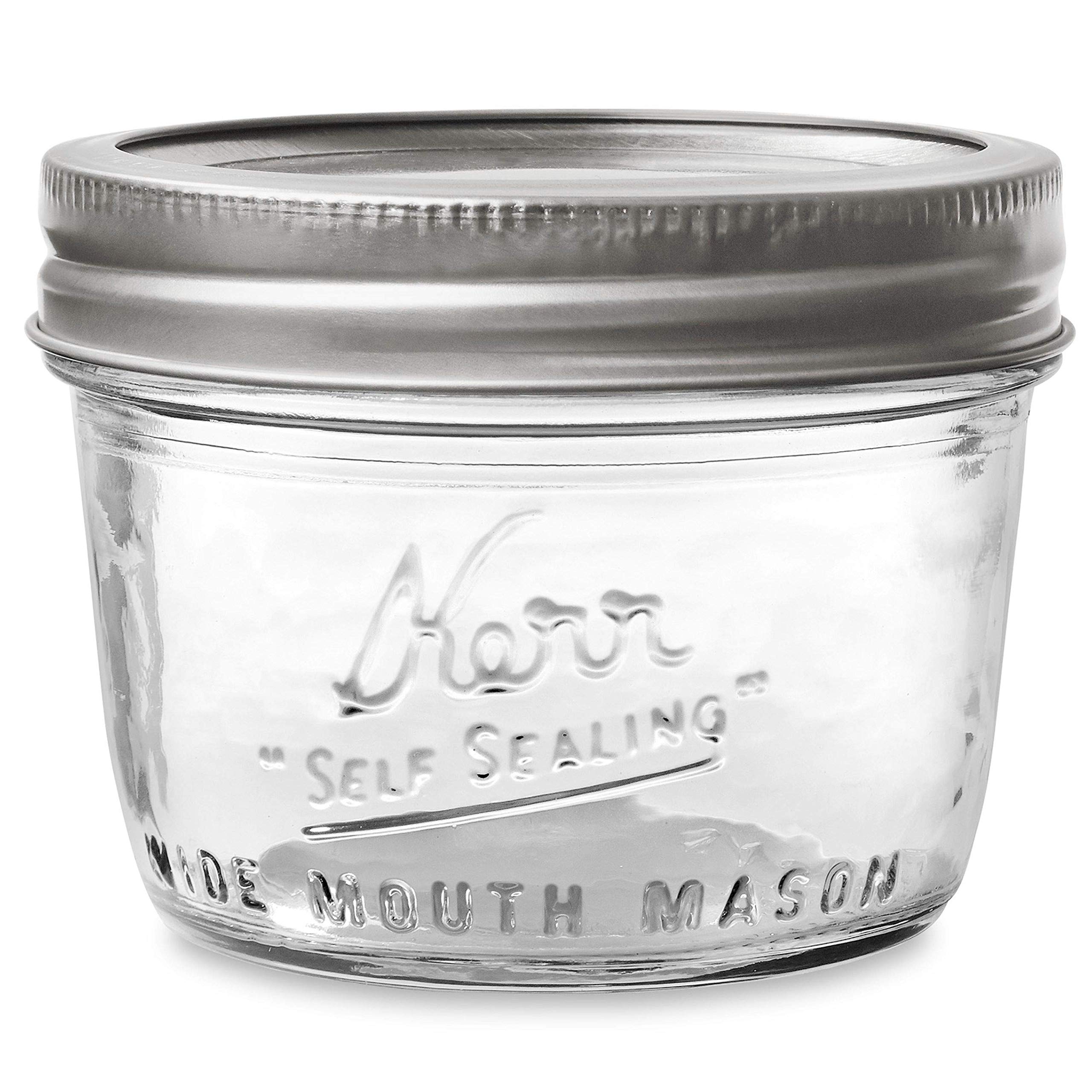 Kerr Wide Mouth Half-Pint Glass Mason Jars 8-Ounces with Lids and Bands 12-Count per Case (1-Case)