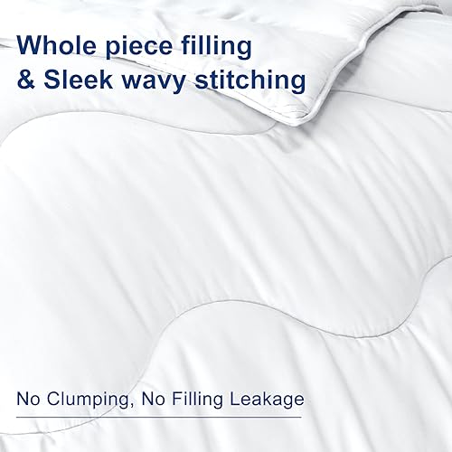 MEELUS Lightweight Comforter Cooling White, Soft Breathable Queen Size Summer Duvet Insert, Microfiber Down Alternative All Season Quilt with Corner Tabs, 88x88 inch