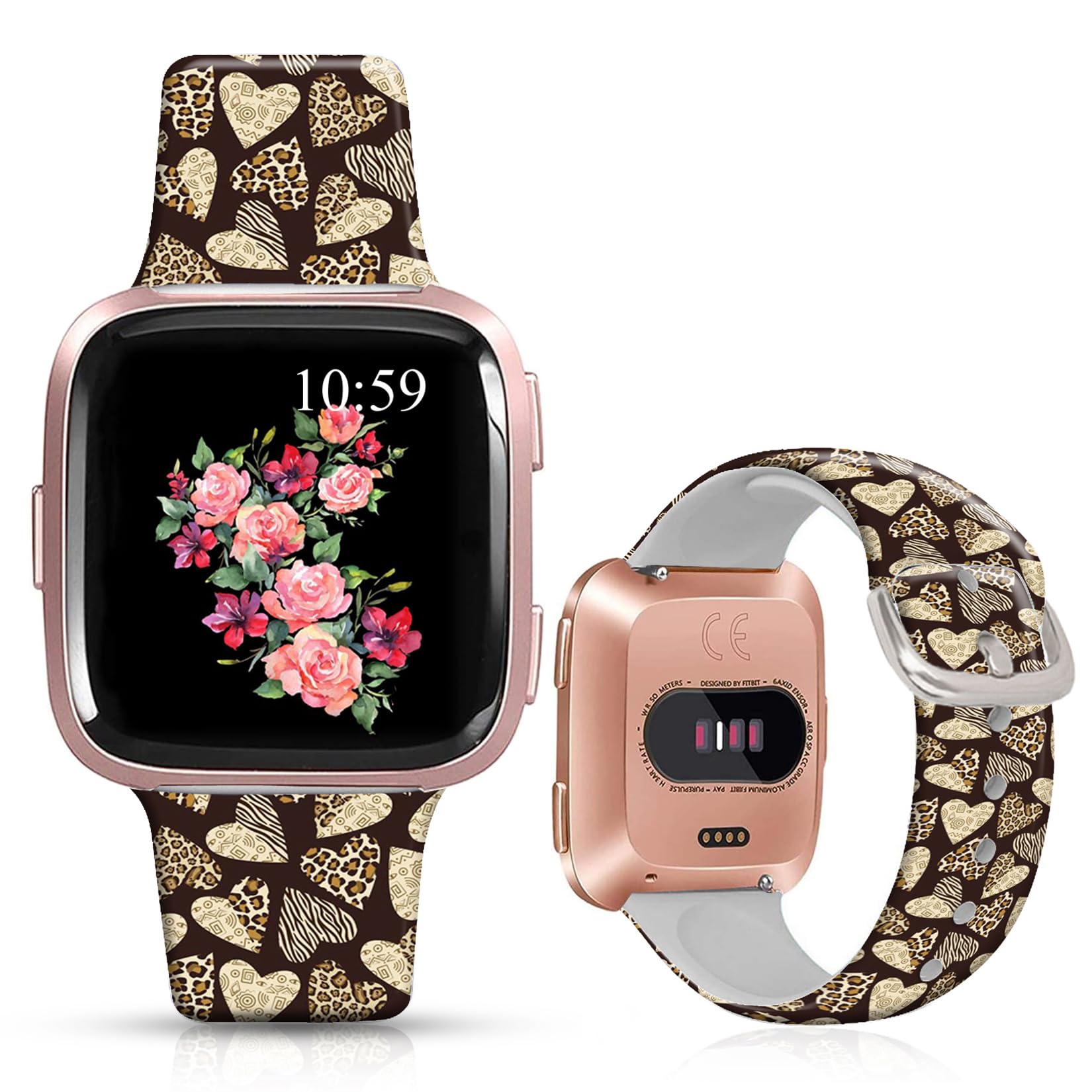 DOO UC Easter Design Floral Watch Bands Compatible with Fitbit Versa/Versa Lite/Versa Special for Men Women Girls, Funny Dog Paw Design Silicone Sport Strap Replacement for Fitbit Versa 2