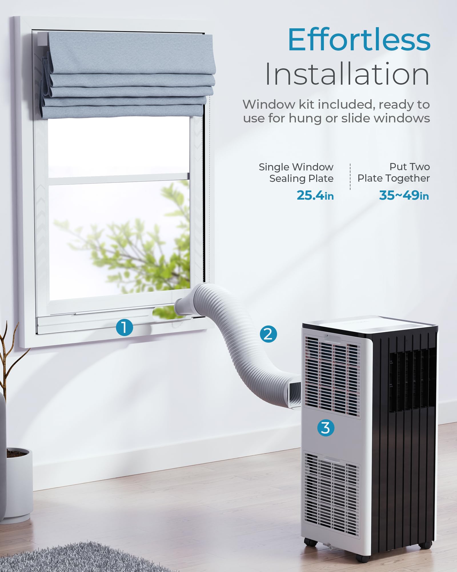 FIOGOHUMI 10000BTU Portable Air Conditioners - Portable AC Unit with Built-in Dehumidifier Fan Mode for Room up to 350 sq.ft. - Room Air Conditioner with 24H Timer & Remote Control Window Mount Kit