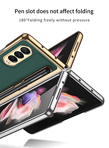 SHIEID Samsung Z Fold 3 Case with S Pen Holder, Galaxy Fold 3 Case Exculsive Custom Pen Slot Slide Phone Case Compatible with Samsung Galaxy Z Fold 3 5G, Carbon Fiber Pattern