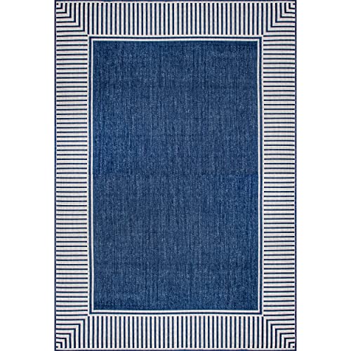nuLOOM Asha Simple Border Indoor/Outdoor Area Rug, 5' x 8', Navy